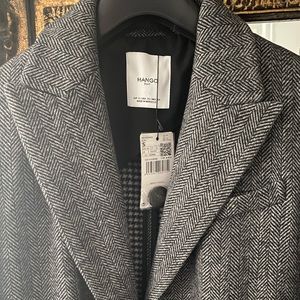 Mango | Jackets & Coats | Nwt Mango Grey Herringbone Lapel Structured ...